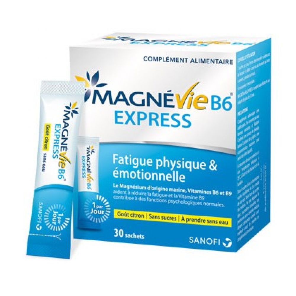 Magnévie B6 express - 30 sachets, fatigue physique et émotionnelle.