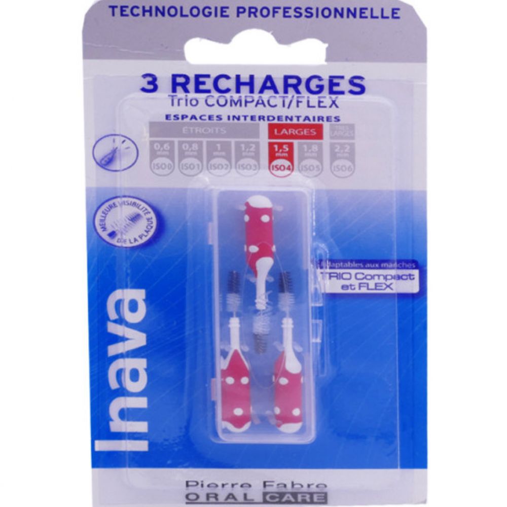 Inava Brossettes interdentaires 3 recharges rouges 4 - 3 mm